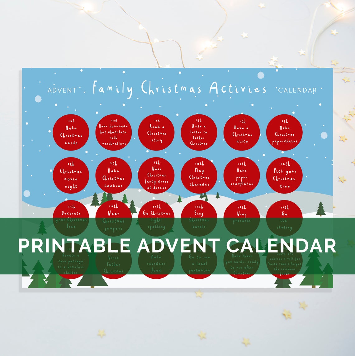 DIGITAL DOWNLOAD - "Family Christmas Activities" Printable Advent Cale ...