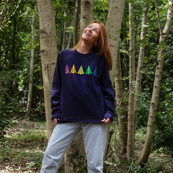 Multi Neon Christmas Trees Sweatshirt Jumper - Ellie Ellie