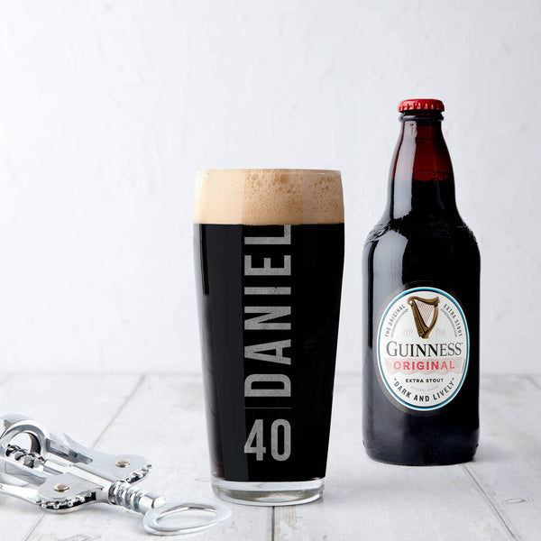 Personalised 40th Birthday Name And Age Beer Glass - Ellie Ellie