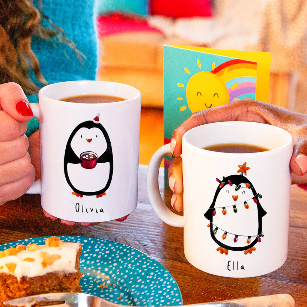 Personalised Couples Penguin Christmas Mug Set – Ellie Ellie