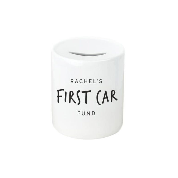 First Car Personalised Name Money Box Savings Fund - Ellie Ellie