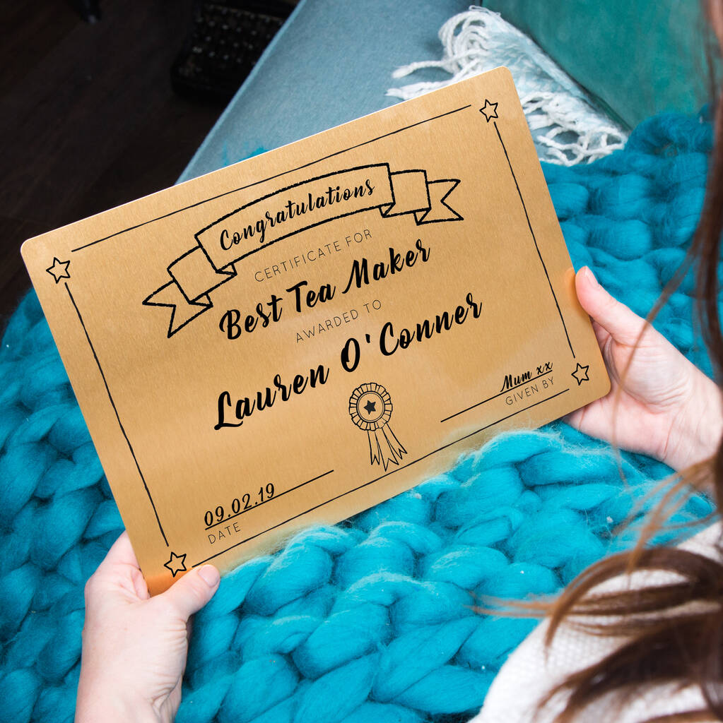 Personalised Gold Certificate Metal Sign - Ellie Ellie