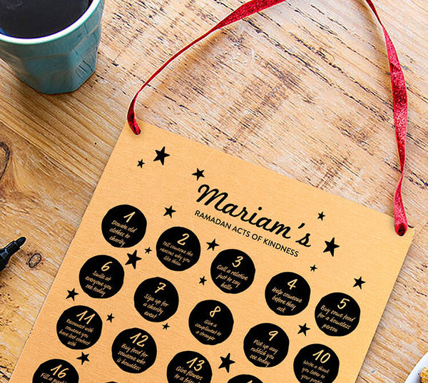 Personalised Ramadan Acts Of Kindness Reusable Calendar - Ellie Ellie