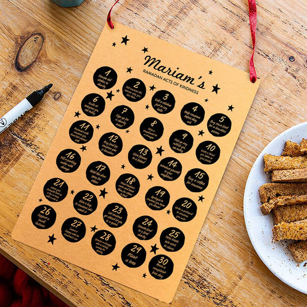 Personalised Ramadan Acts Of Kindness Reusable Calendar - Ellie Ellie
